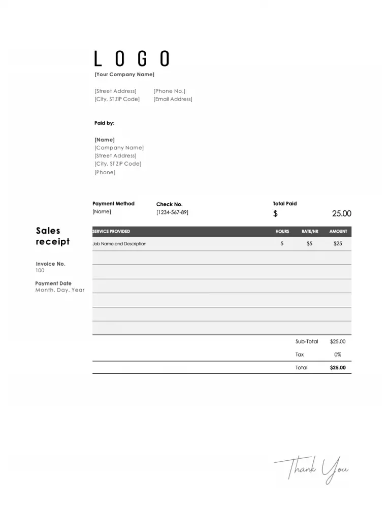 Excel Receipt Template